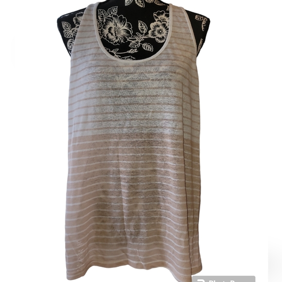 Mossimo Supply Co. | Tops | Mossimo Womens Linen Mix Cream Tan Striped ...